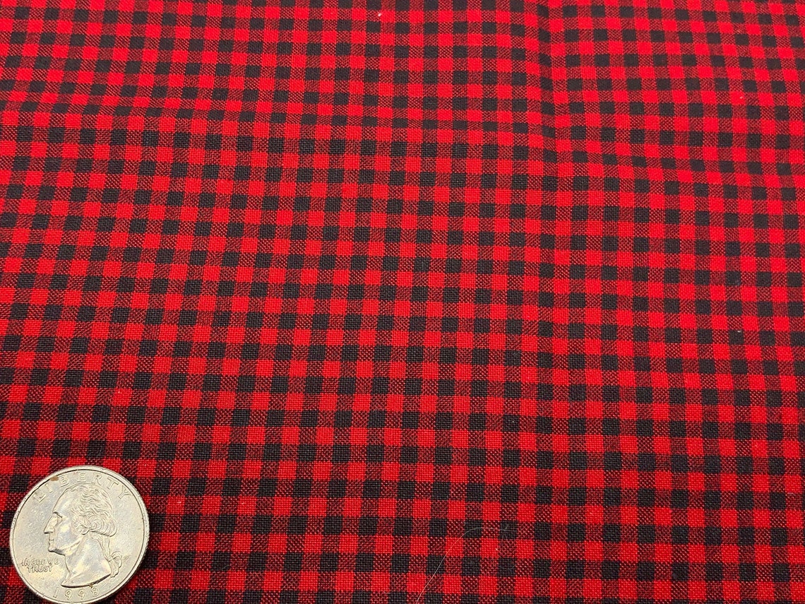 RED and BLACK Check 100% Cotton Fabric 1 15-1/2 x | Etsy