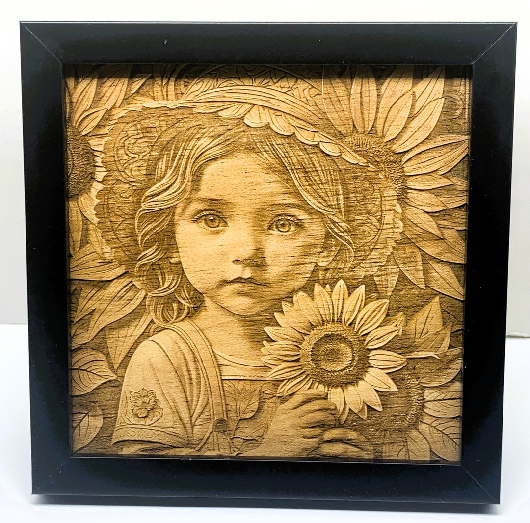 Laser Engraved LITTLE GIRL With SUNFLOWER - Etsy