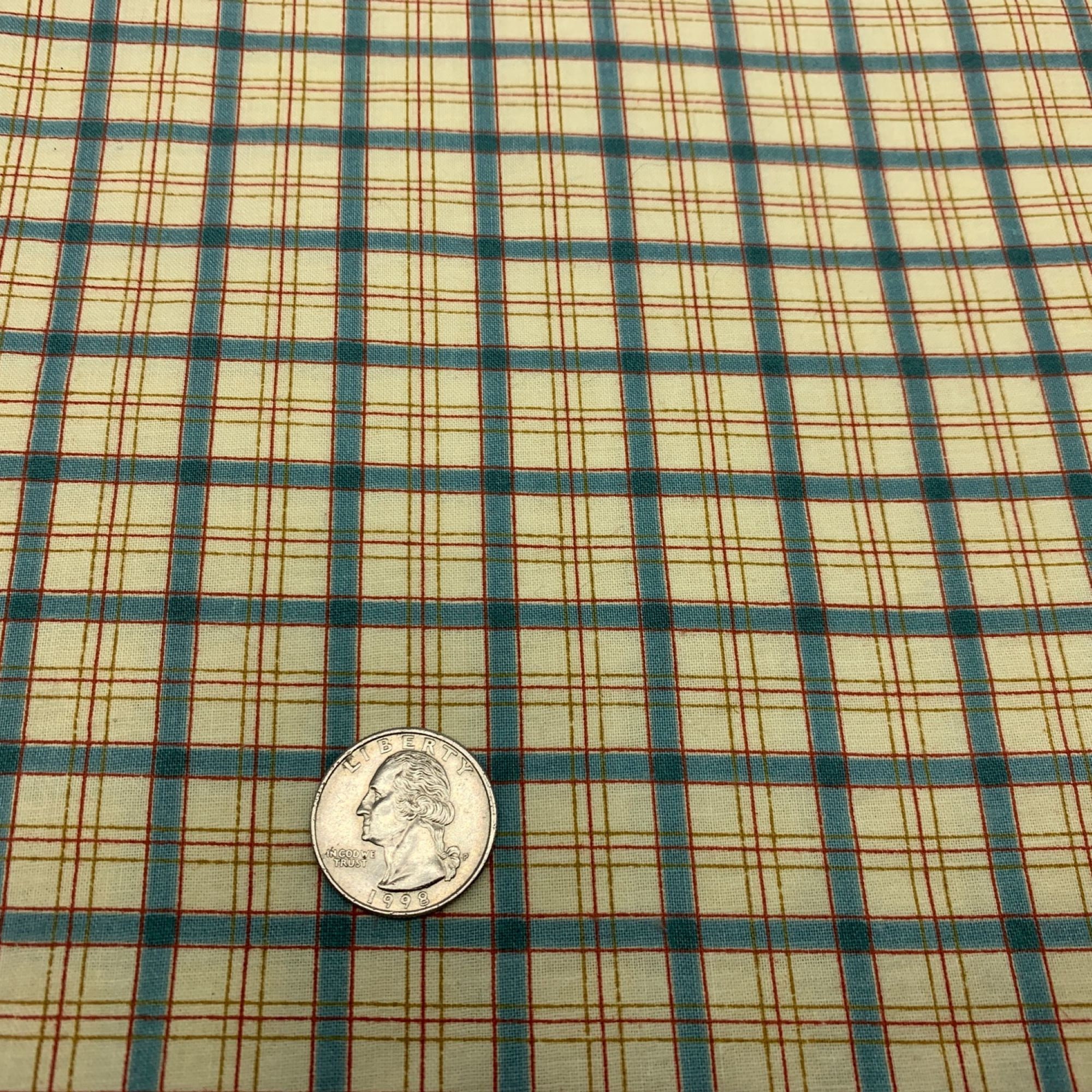 CREAM PLAID 100 % Cotton Fabric 1 19 x 38 Piece | Etsy