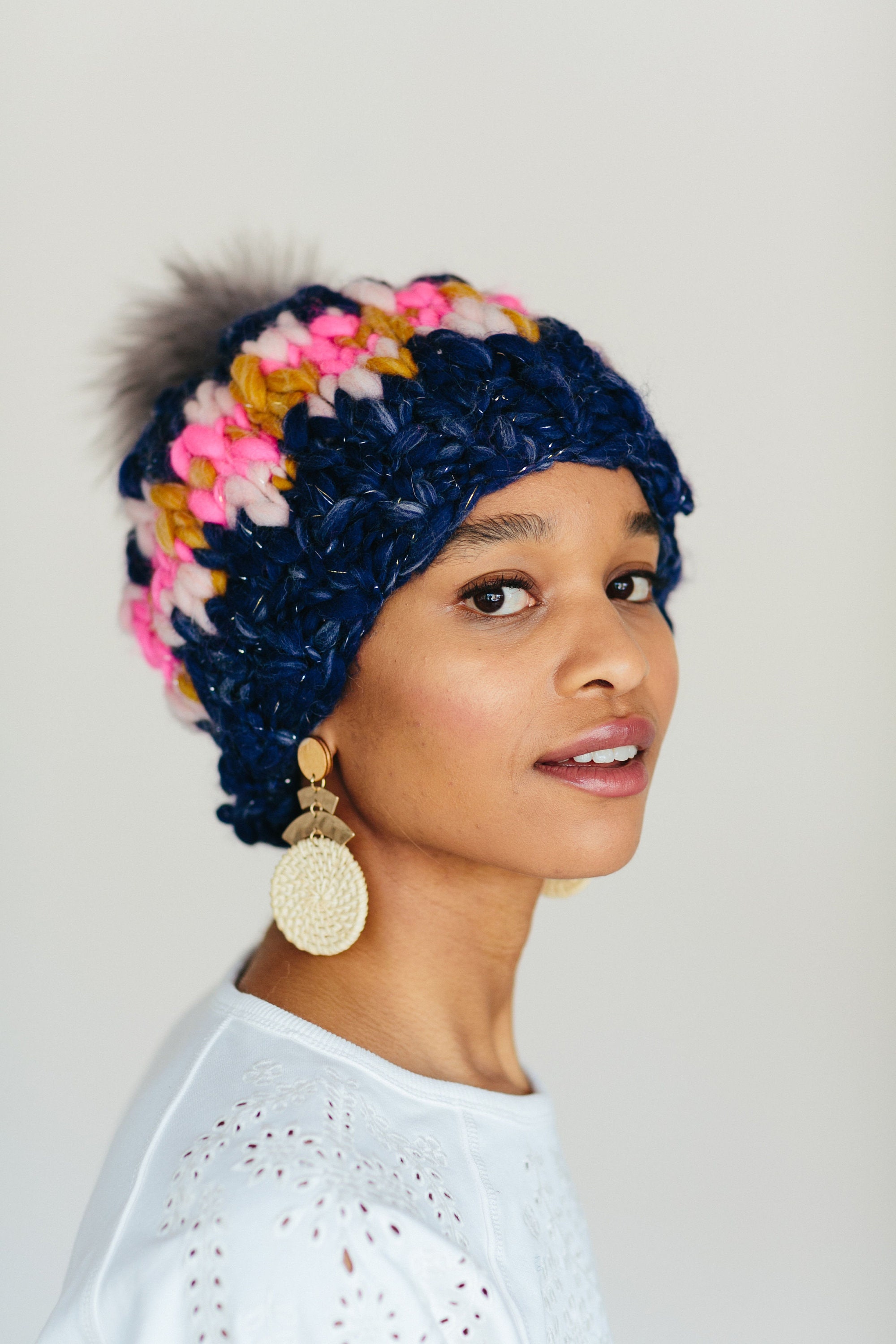 Cozy Thoughts Hat Pattern // Knit Colorwork Hat Pom Pom Knit Hat ...