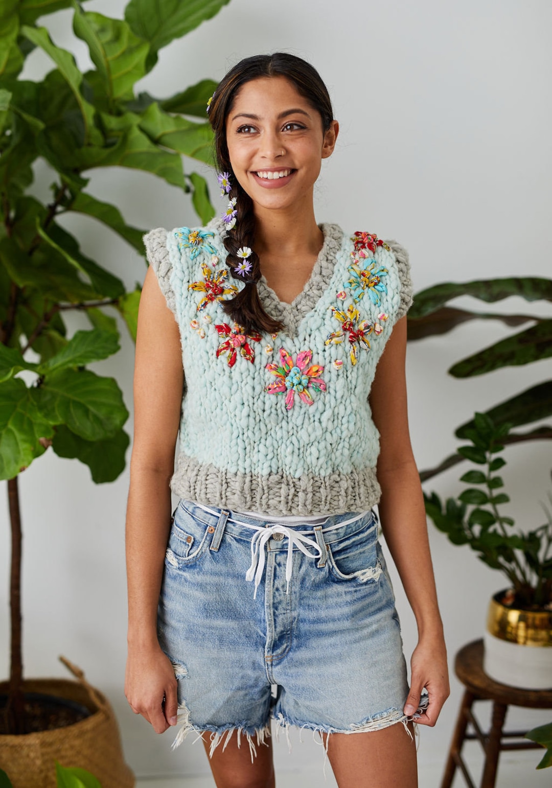 Blooming Vest PATTERN, Knit Sweater Vest Pattern, Knit & Embroidery ...