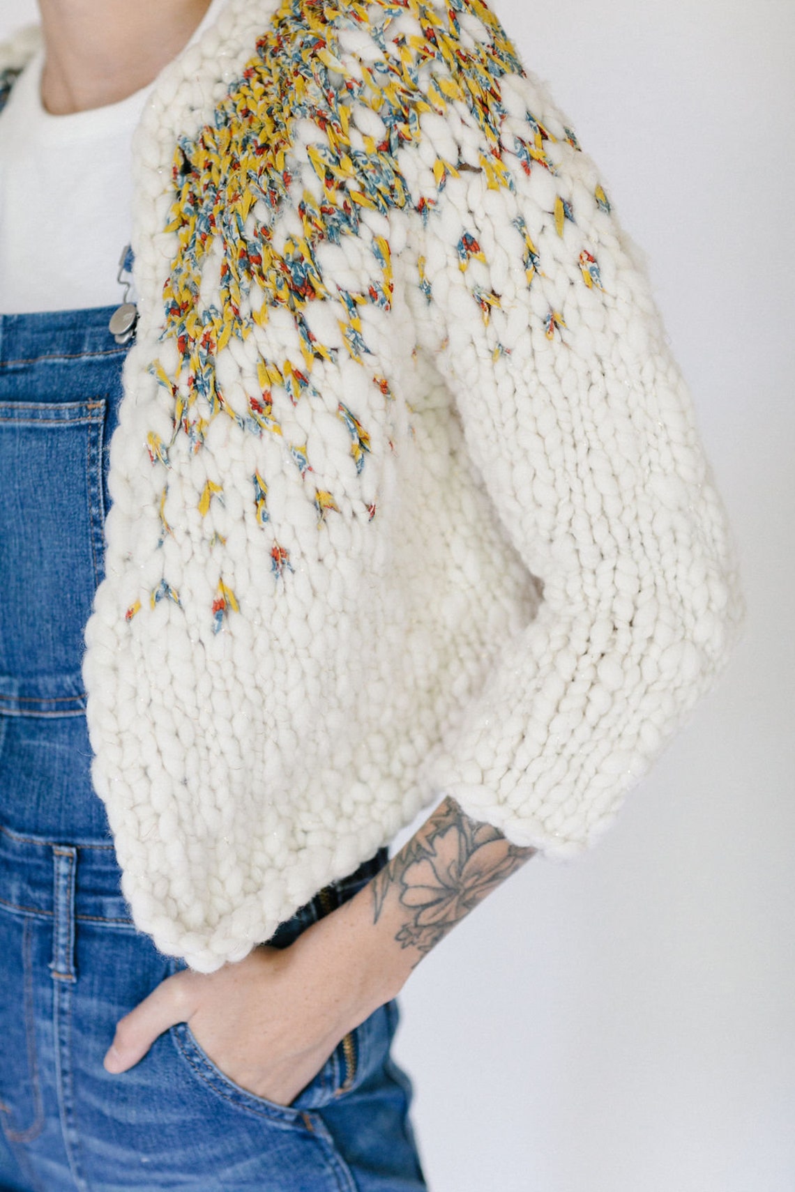 Pixelated Cardi Pattern / Knit Colorwork Sweater Pattern, Easy Knit ...