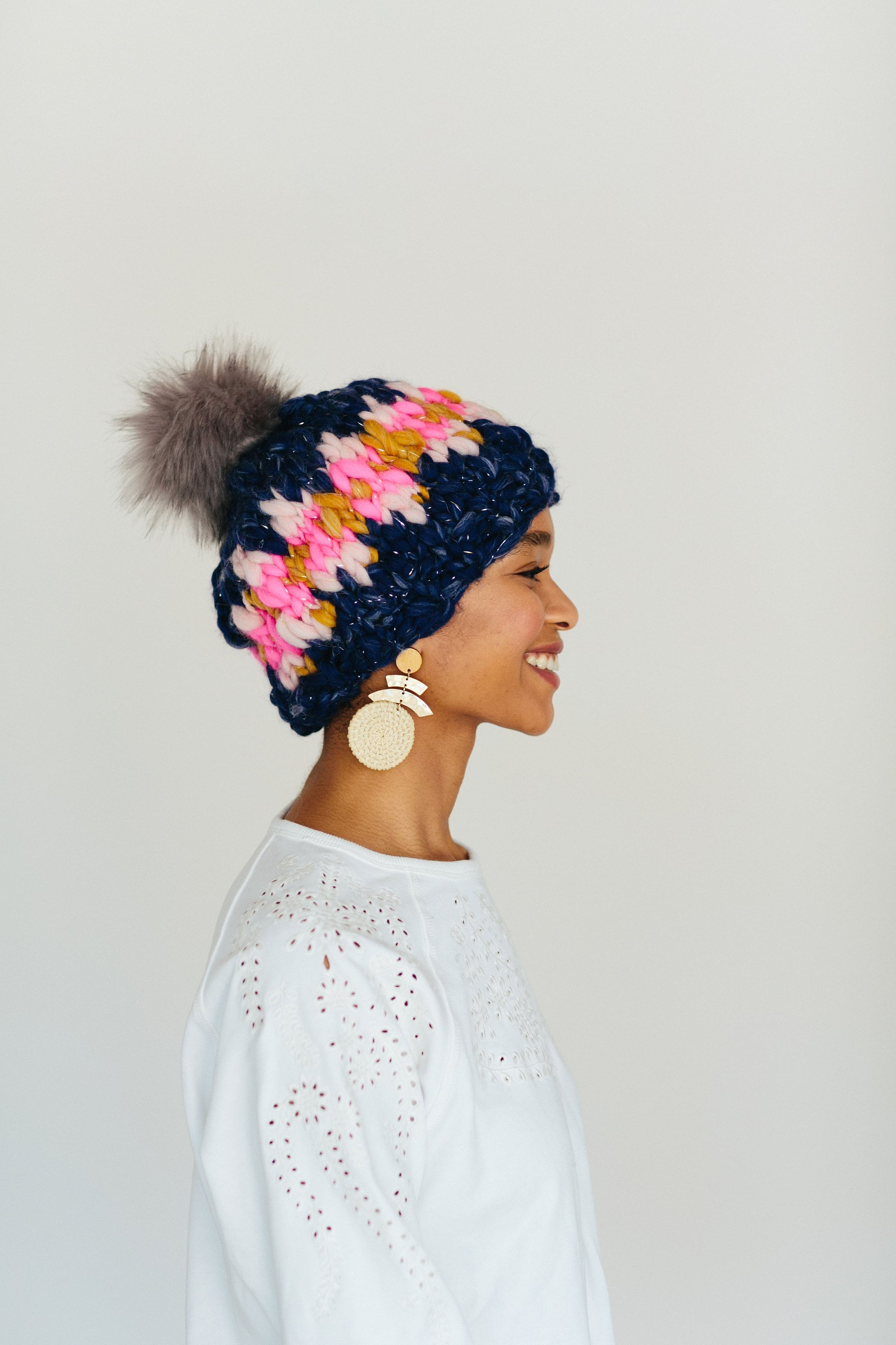 Cozy Thoughts Hat Pattern // Knit Colorwork Hat Pom Pom Knit Hat ...