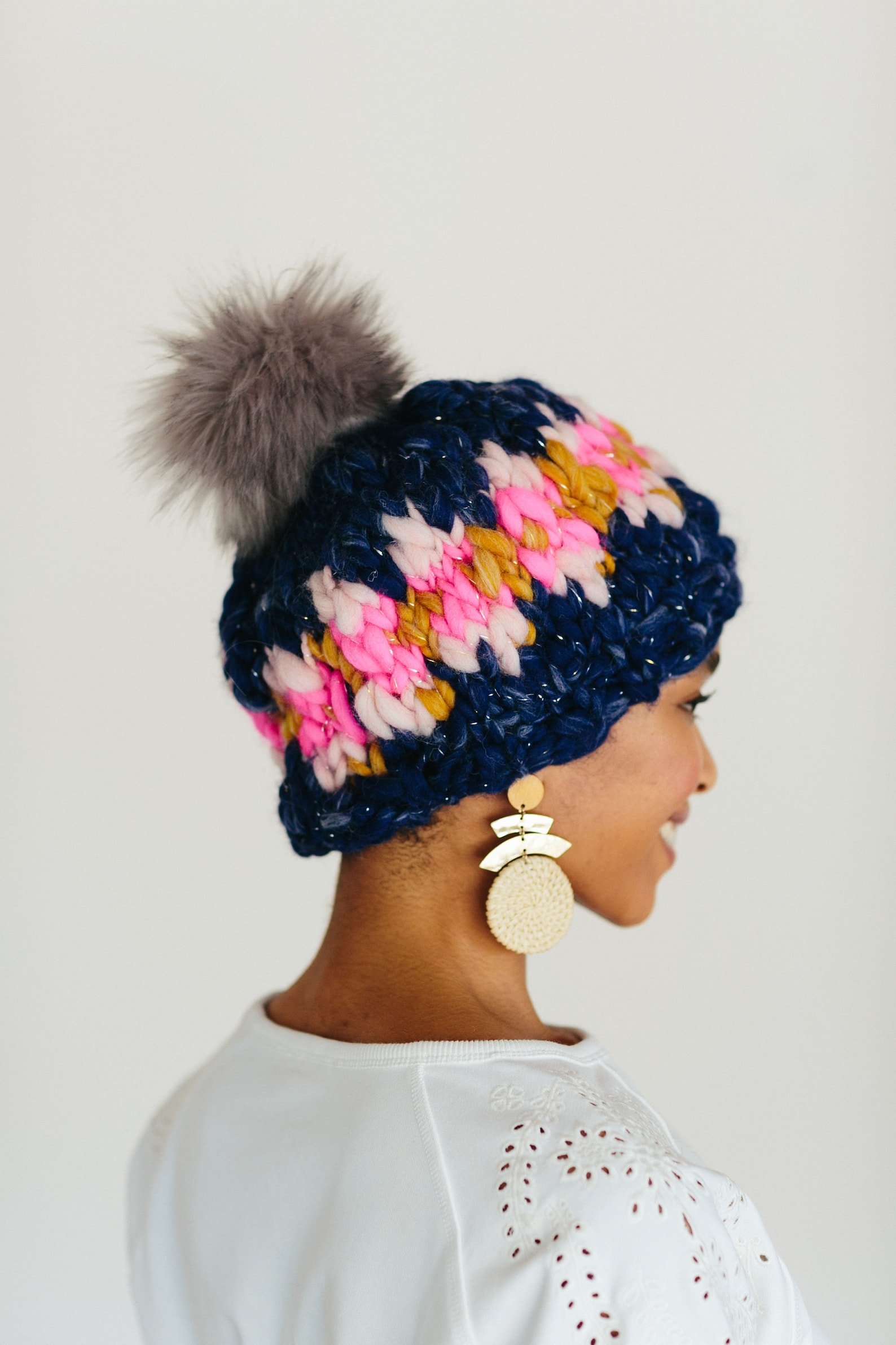 Cozy Thoughts Hat Pattern // Knit Colorwork Hat Pom Pom Knit Hat ...