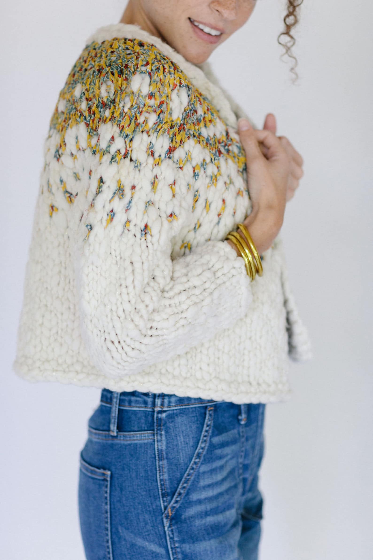Pixelated Cardi Pattern / Knit Colorwork Sweater Pattern, Easy Knit ...