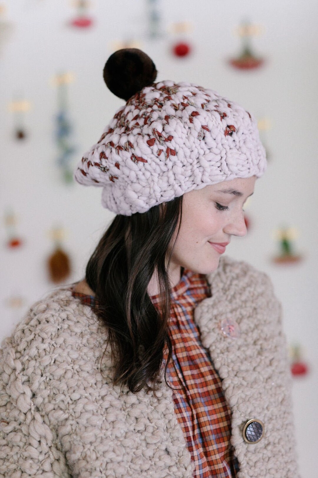 Pixelated Beret PATTERN // Knitting Pattern, Color Work Hat Pattern for ...
