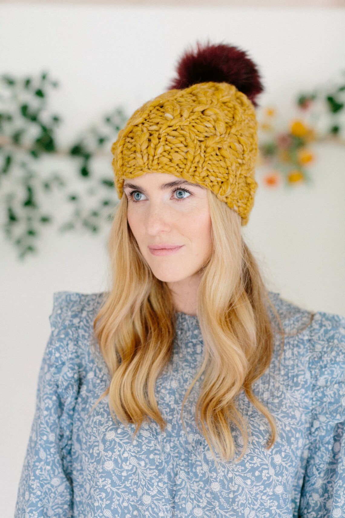 Knitting Pattern // Knit Cable Hat ~ Pom Pom Knit Hat, Beginner to ...