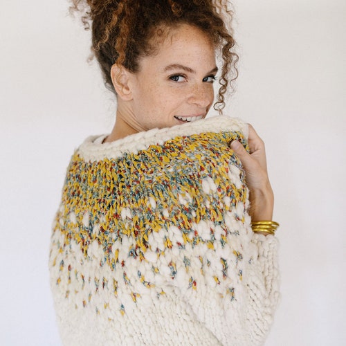 Pixelated Cardi Pattern / Knit Colorwork Sweater Pattern Easy - Etsy