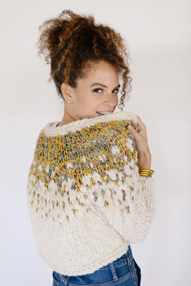 Pixelated Cardi Pattern / Knit Colorwork Sweater Pattern, Easy Knit ...
