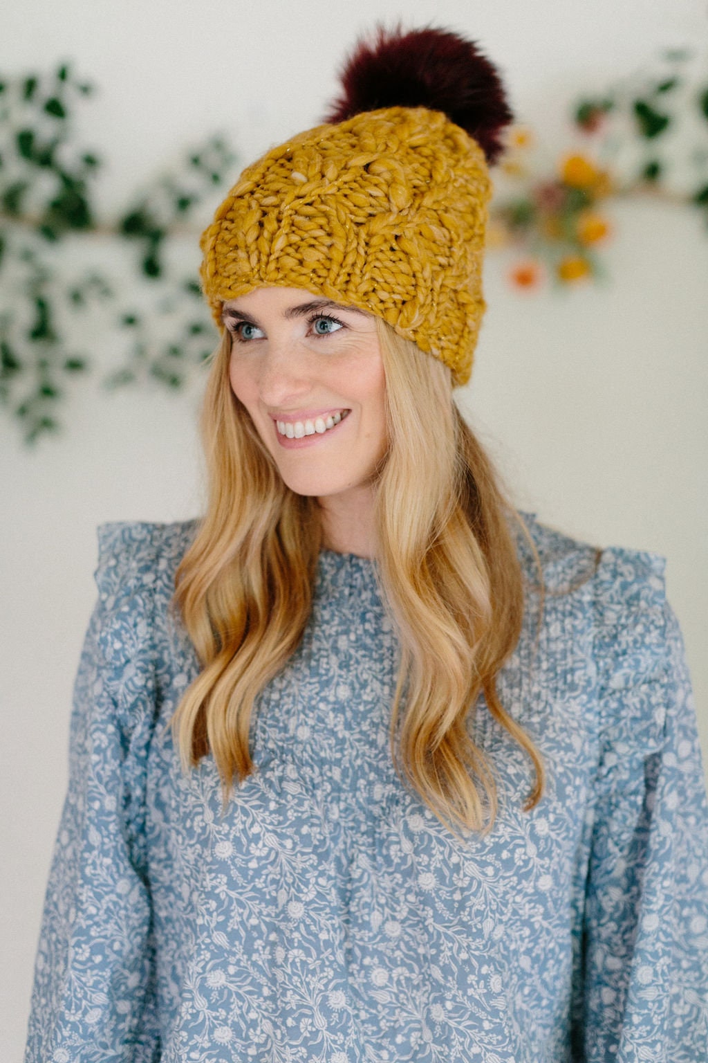 Knitting Pattern // Knit Cable Hat ~ Pom Pom Knit Hat, Beginner to ...