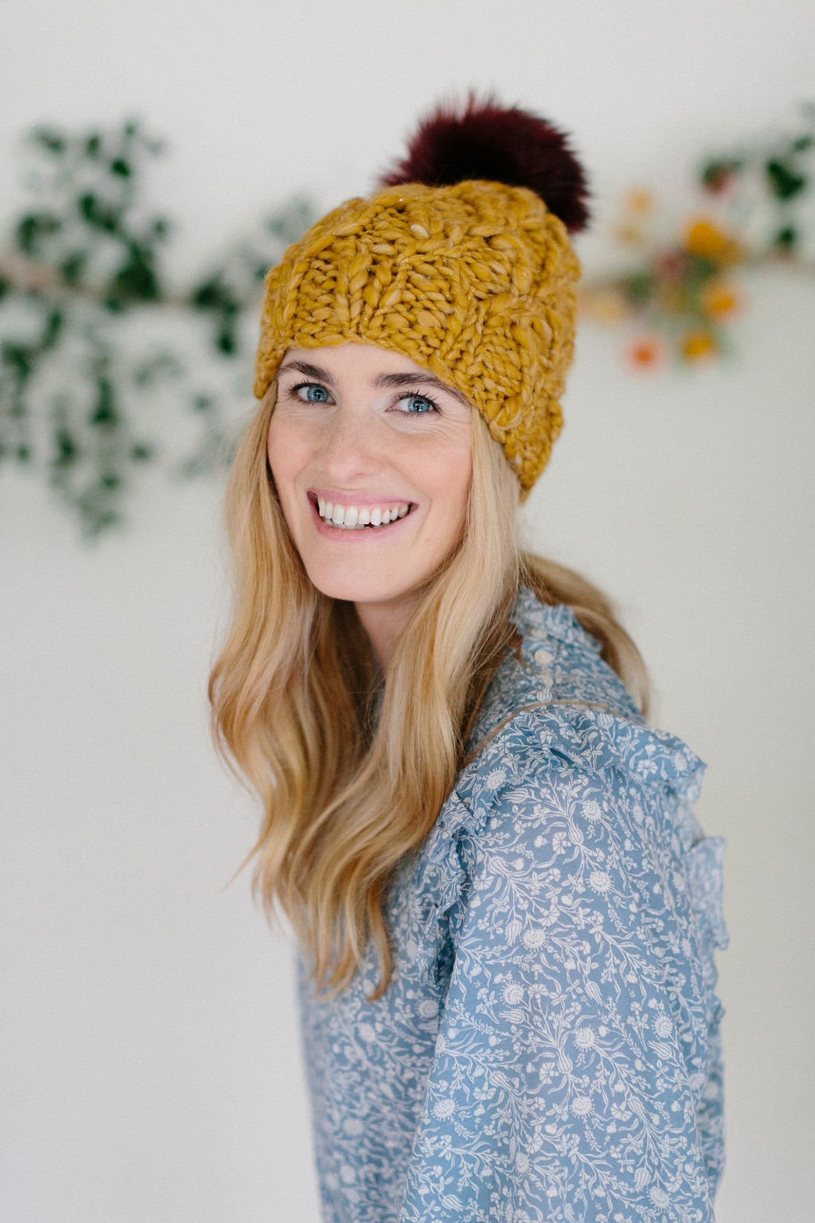 Knitting Pattern // Knit Cable Hat ~ Pom Pom Knit Hat, Beginner to ...