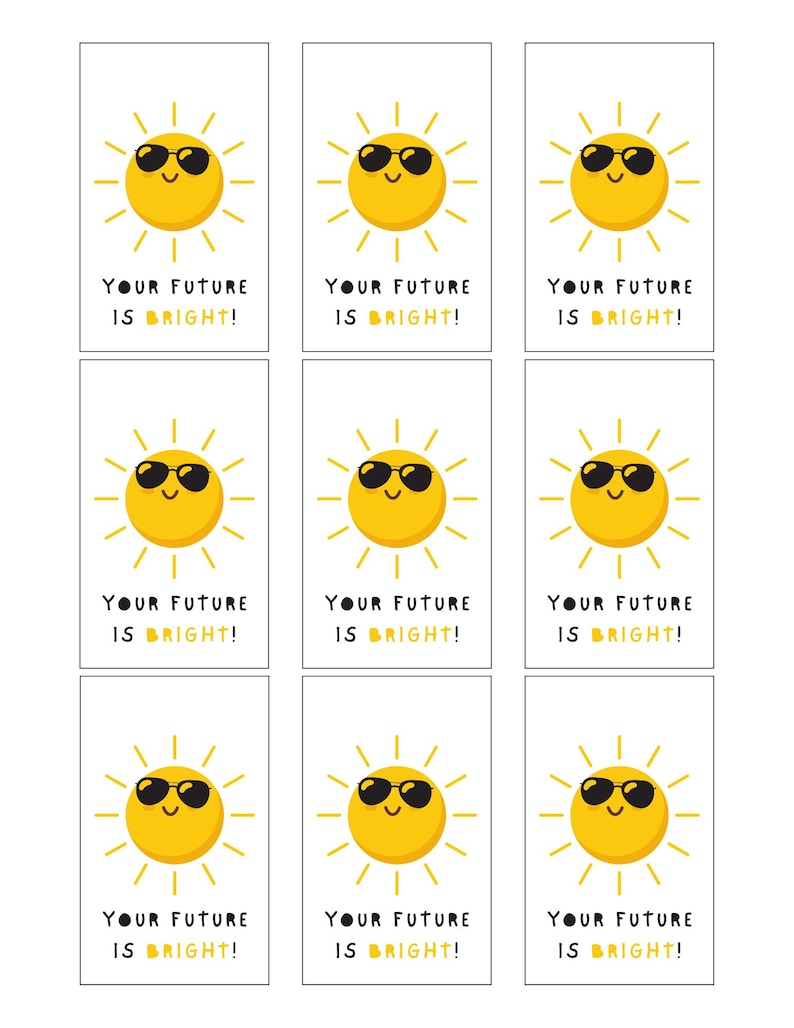 Printable Gift Tags, Your Future is Bright, Sunshine Theme (digital ...