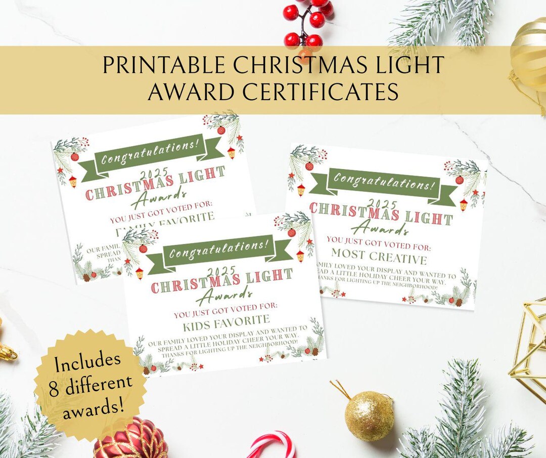Best Christmas Light Awards, Printable Holiday Lights Contest ...