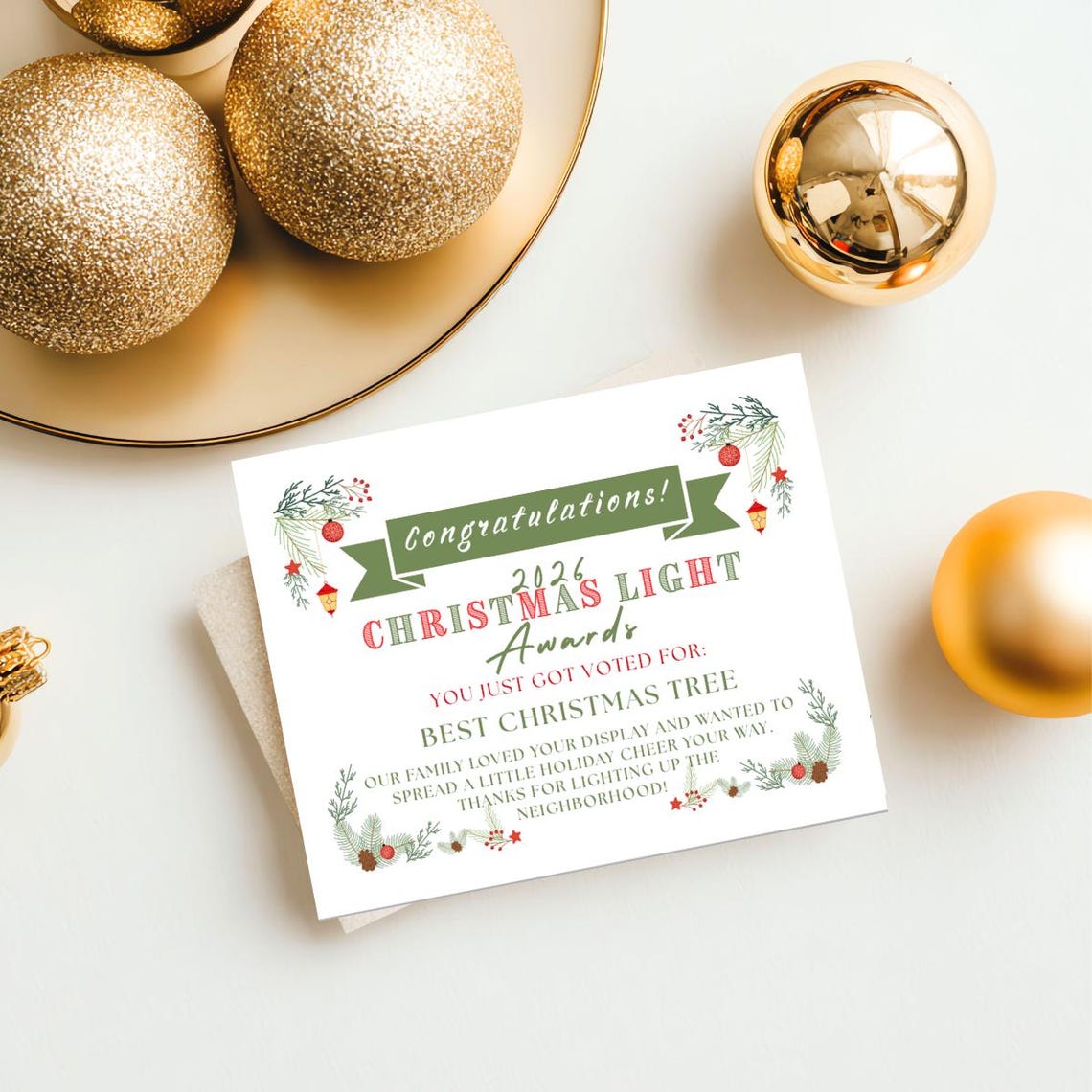 Printable Christmas Light Awards, Holiday Contest Certificates (digital ...