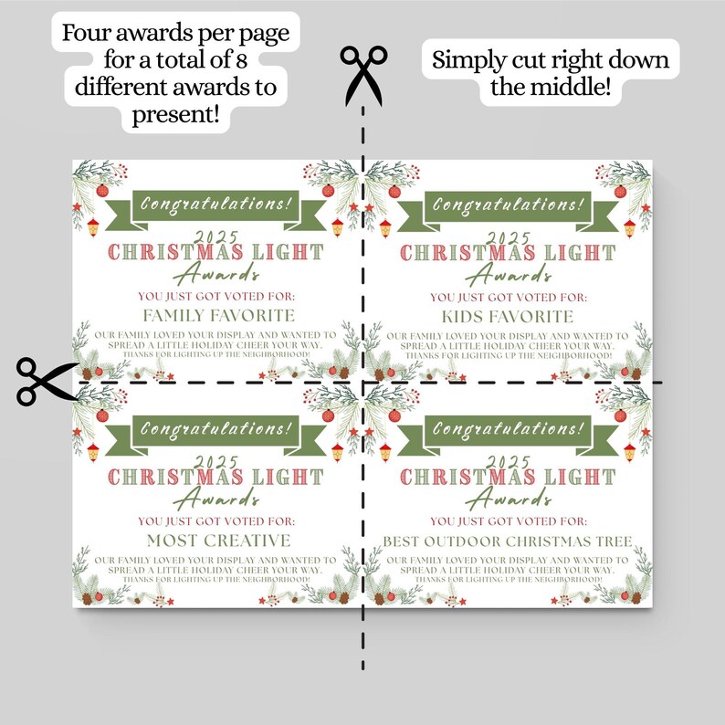 Best Christmas Light Awards, Printable Holiday Lights Contest ...