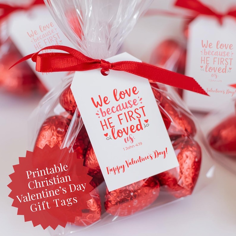Christian Printable Happy Valentine's Day Gift Tag, Bible Verse 1 John ...