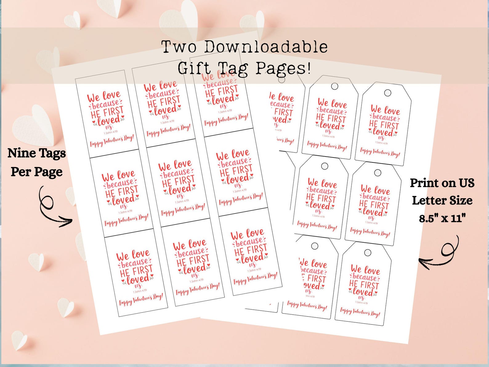 Christian Printable Happy Valentine's Day Gift Tag, Bible Verse 1 John ...