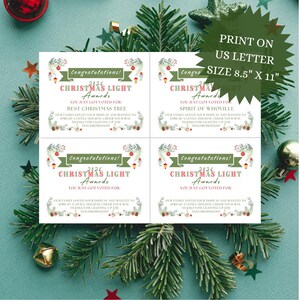 Printable Christmas Light Awards, Holiday Contest Certificates (digital ...