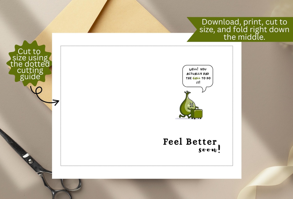 Printable Funny Gallbladder Surgery Get Well Soon Greeting Card, You ...