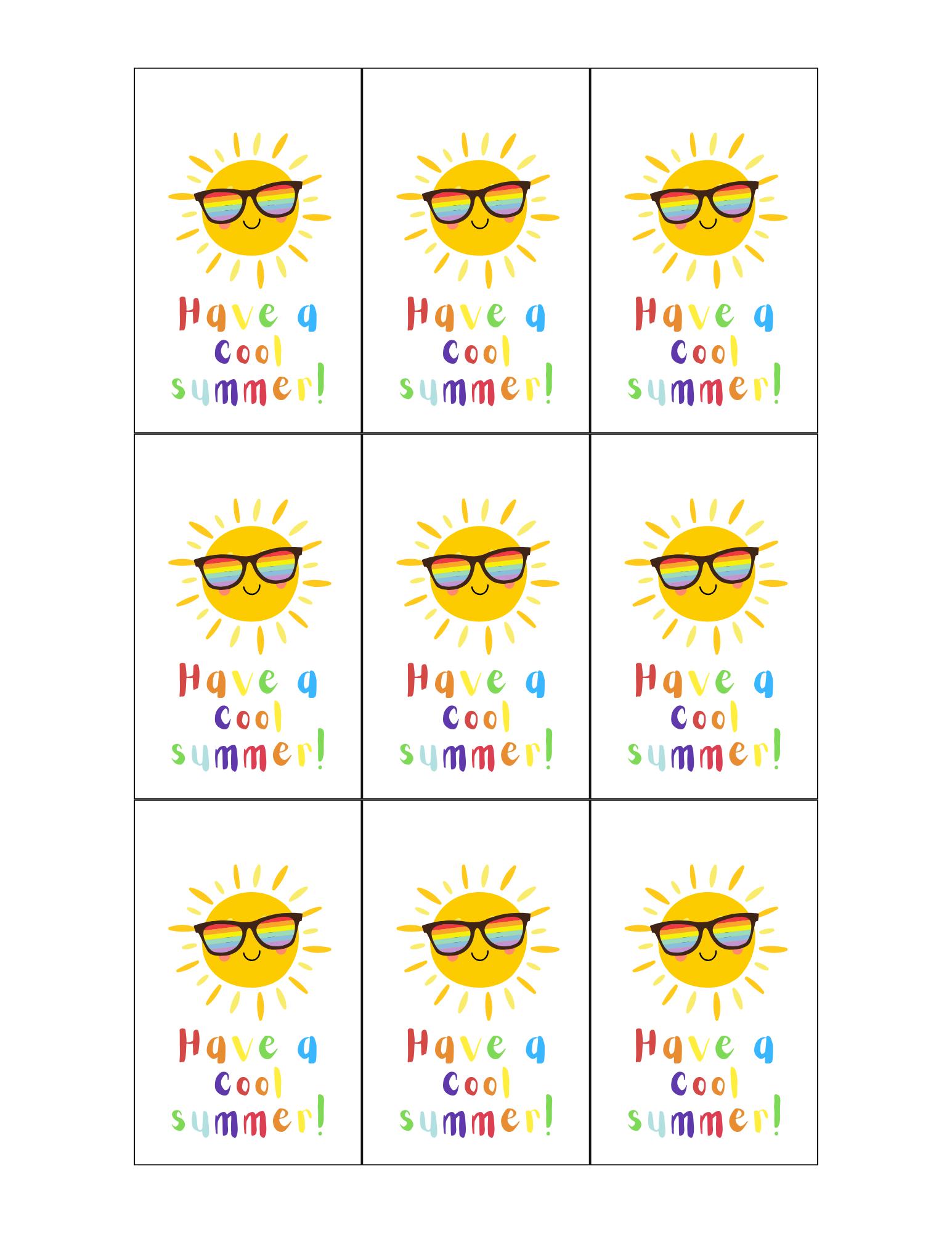 Printable, Have a Cool Summer Gift Tags for Friends, Classmates ...