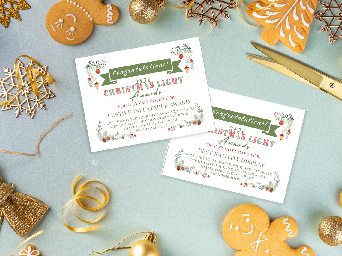 Printable Christmas Light Awards, Holiday Contest Certificates (digital ...