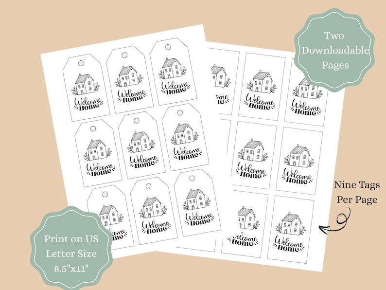 Welcome Home Gift Tags, Printable Housewarming, PDF (digital Download ...