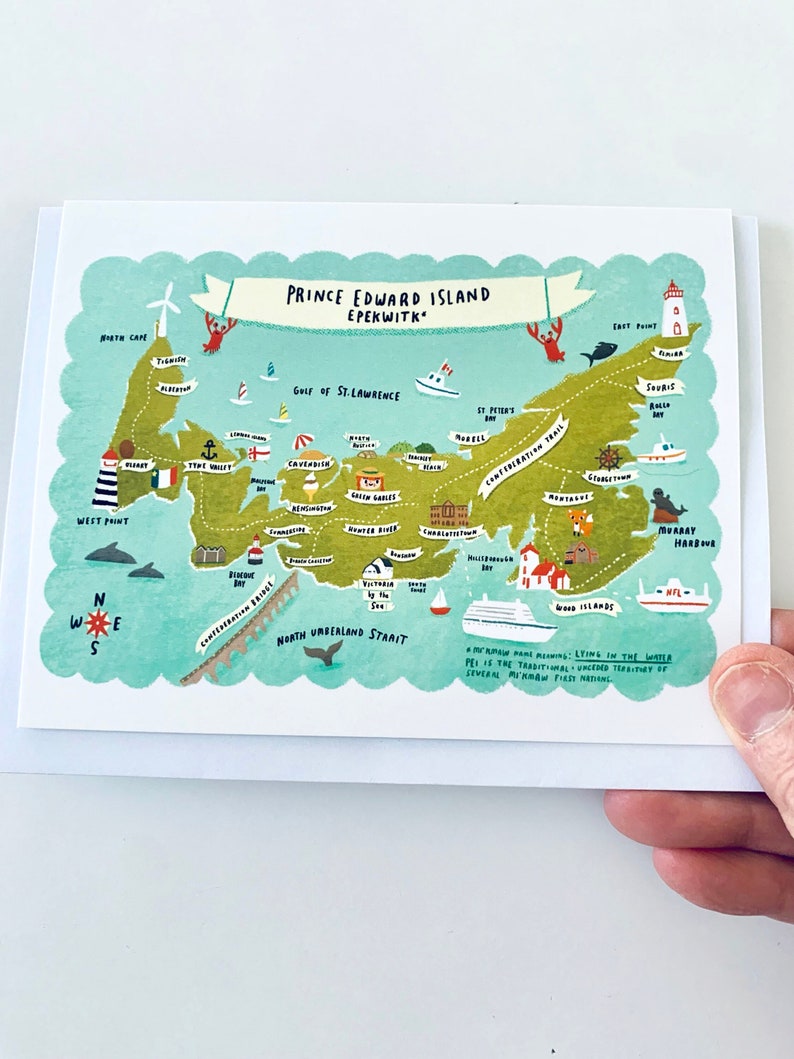Map of PEI Blank Greeting Card with Envelope | Etsy