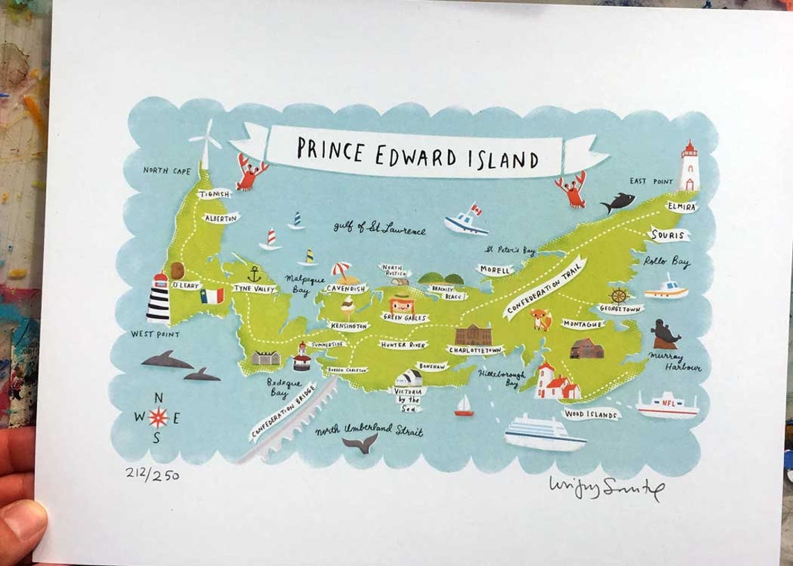8.5x11 Illustrated Map of Prince Edward Island | Etsy Canada