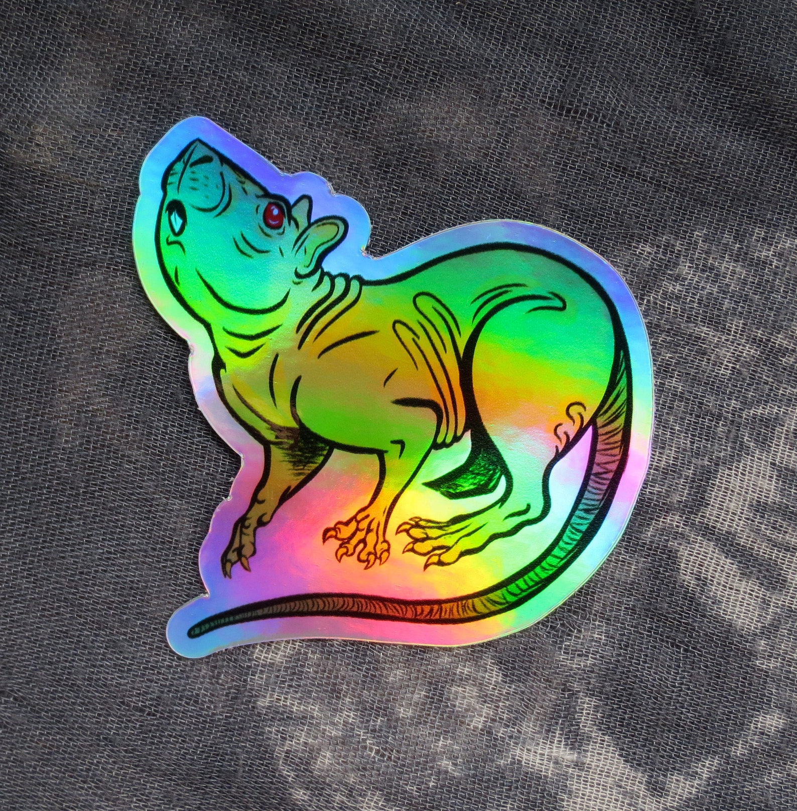 Holographic Rat Sticker Green Rat Die Cut Lab Mouse Lab | Etsy