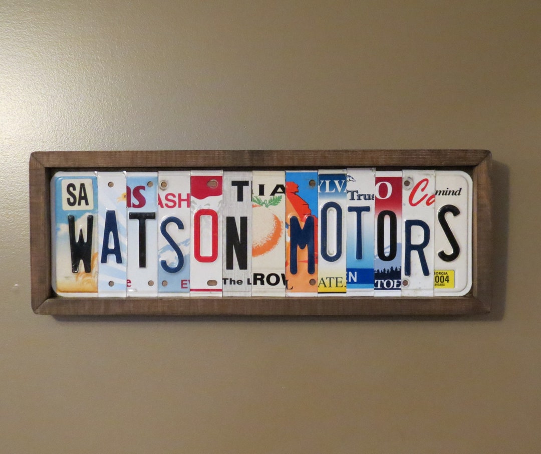 Custom Business Sign Made From License Plates Gift for Business Owner ...