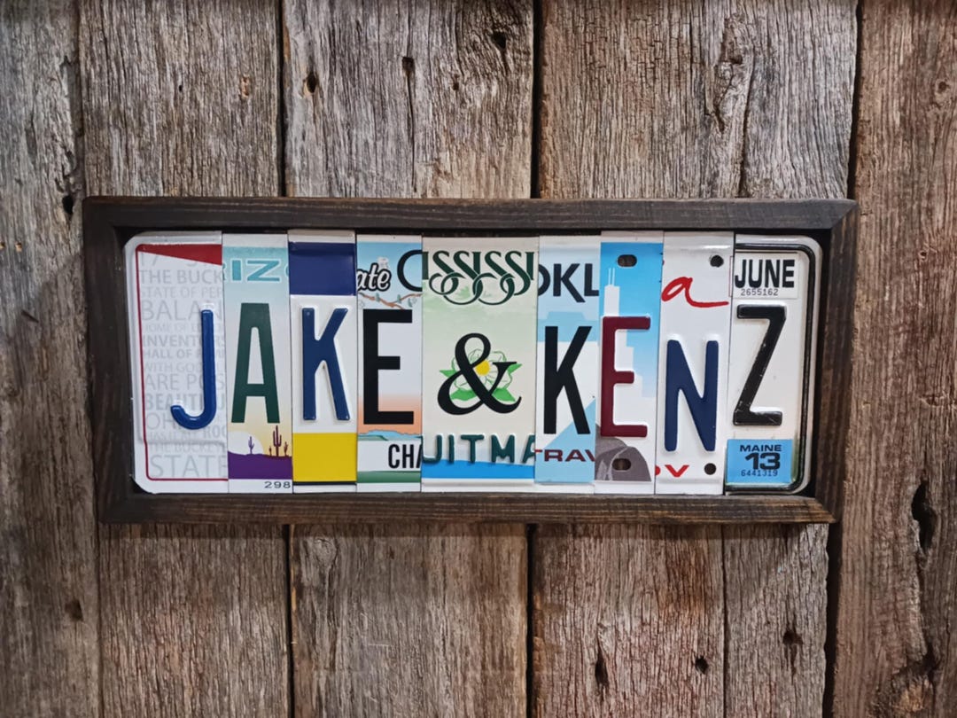 Custom License Plate Sign: Personalized Family Name Art - Etsy