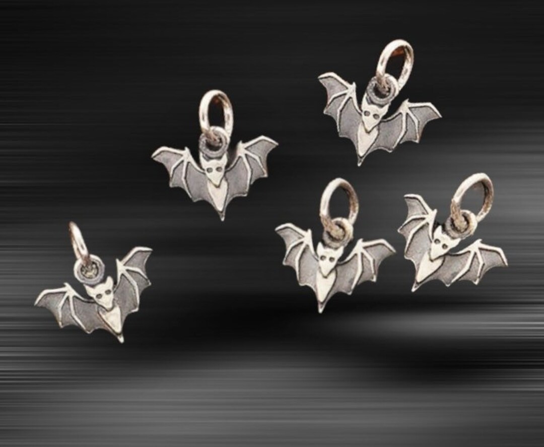 Sterling Silver Mini Bat Charm 12x12mm, Bats, Halloween, Flying Bats ...