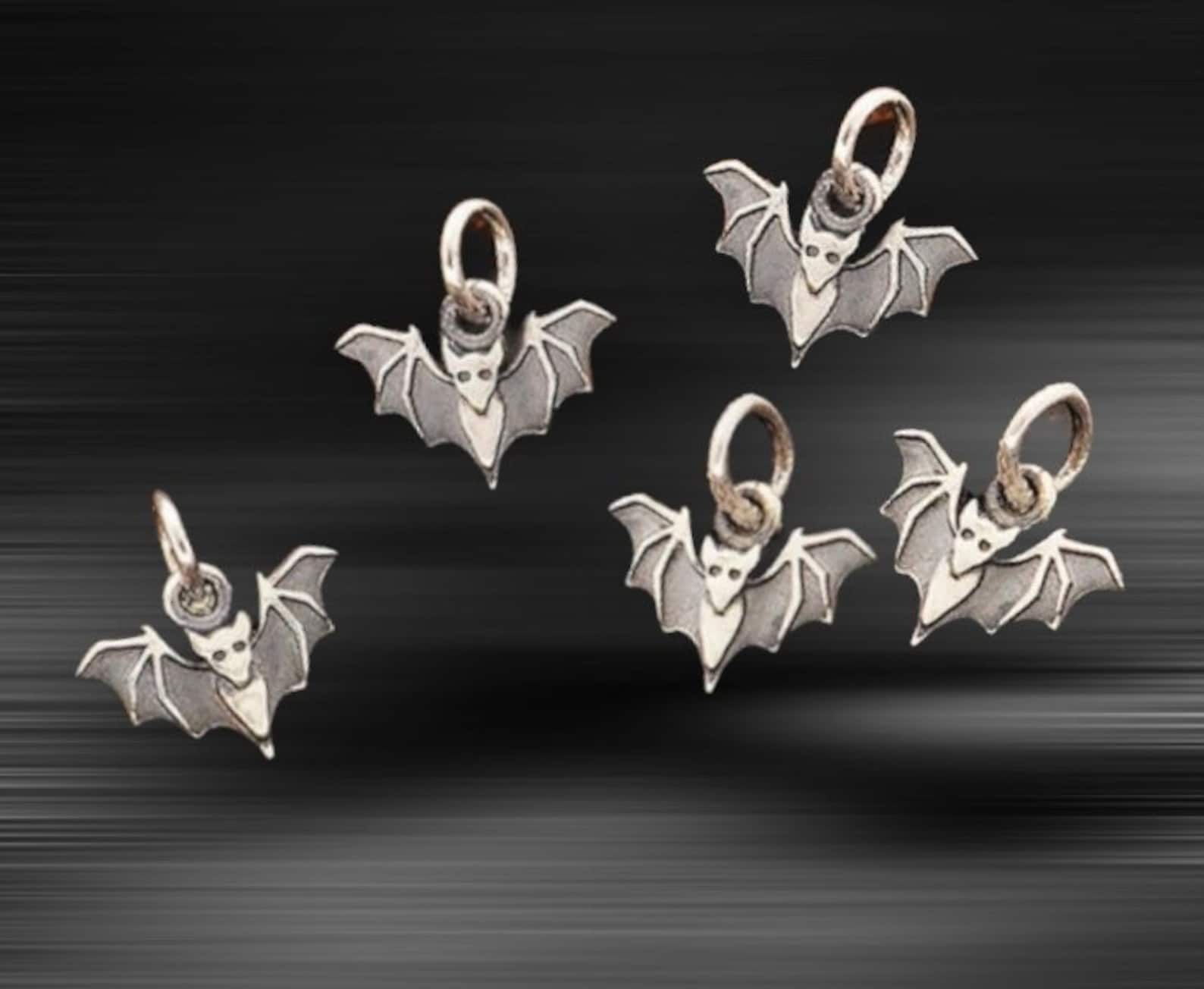 Sterling Silver Mini Bat Charm 12x12mm, Bats, Halloween, Flying Bats ...
