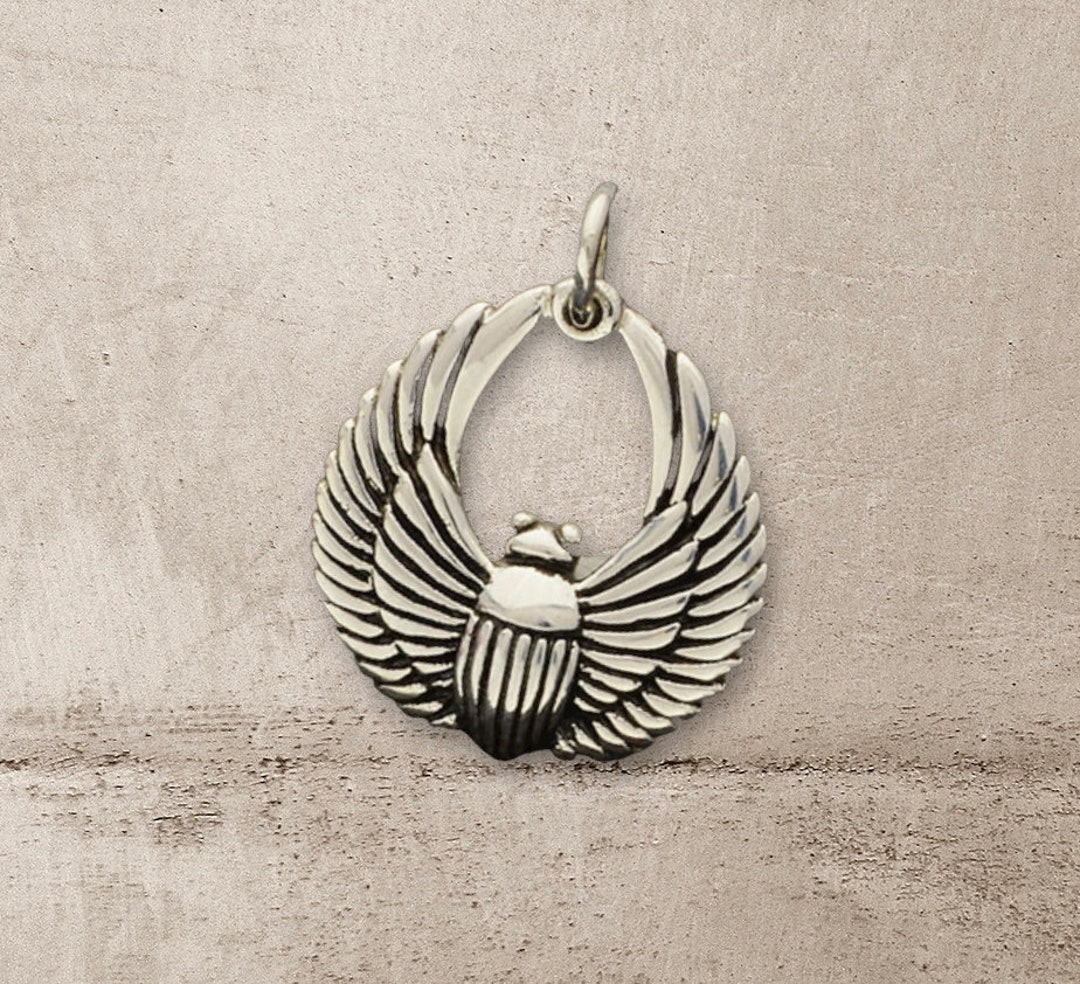 Sterling Silver Small Scarab Beetle Charm 20mm, Insects, Ancient ...