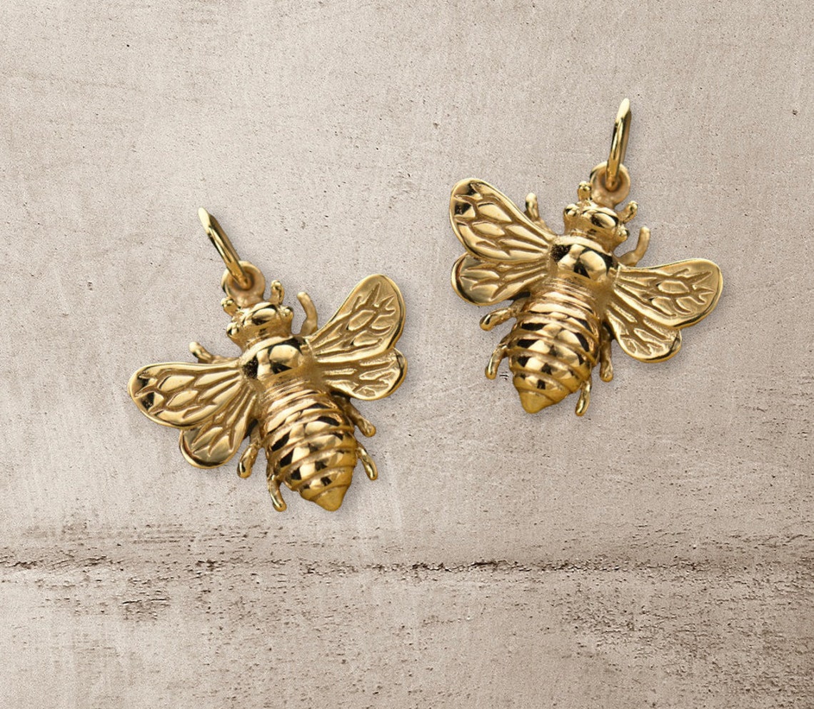 Large Natural Bronze Honeybee Bumble Bee Charm beekeeper - Etsy