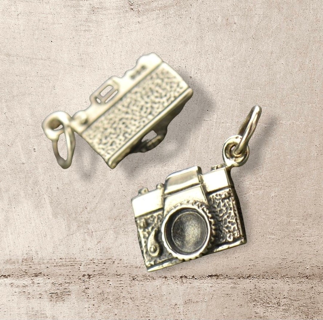 Sterling Silver Camera Charm -photography-pictures-hobby - Etsy