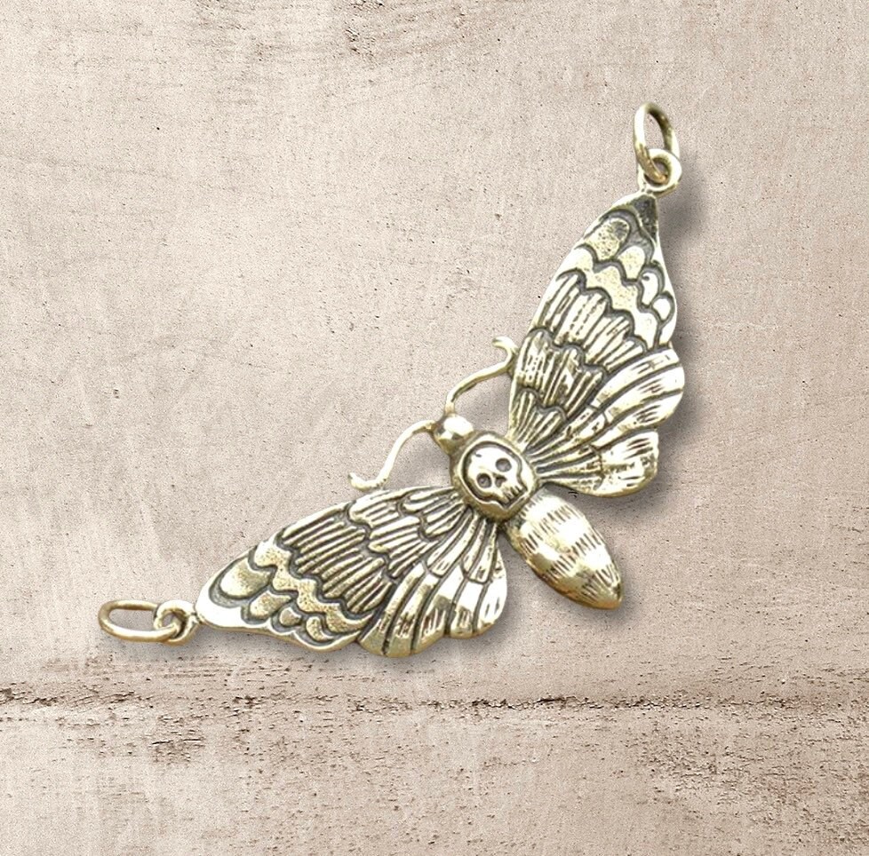 Sterling Silver Deaths Head Moth Charm Halloween | Etsy