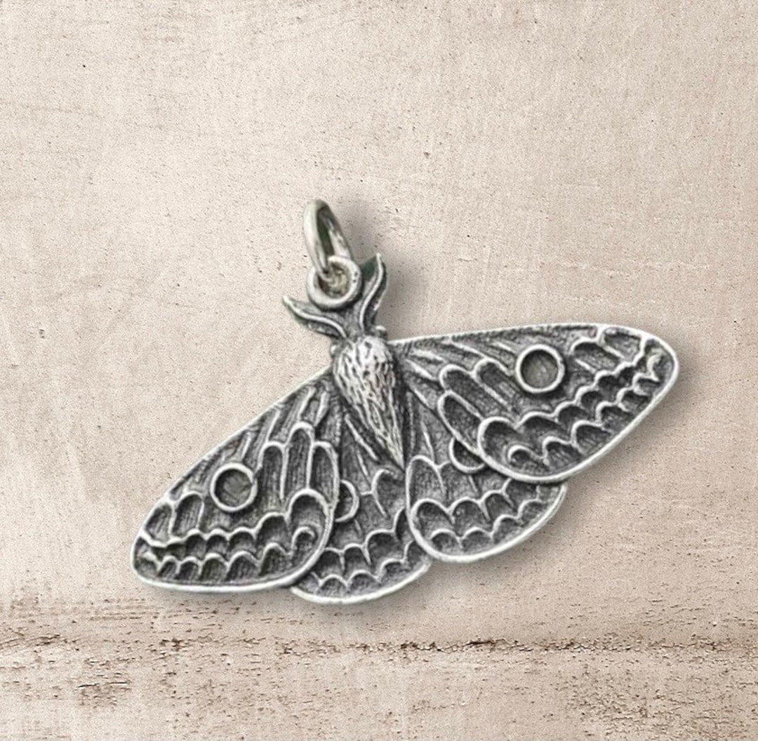 Sterling Silver Dimensional Moth Charm 21x30mm, Night Insect Charms ...