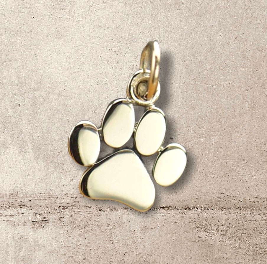 Sterling Silver Flat Plate Paw Print Charm or Pendant - Etsy