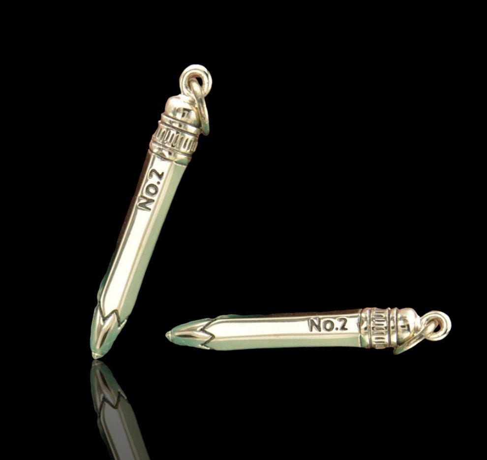 Sterling Silver No 2 Pencil Charm Teacher Charm Student - Etsy