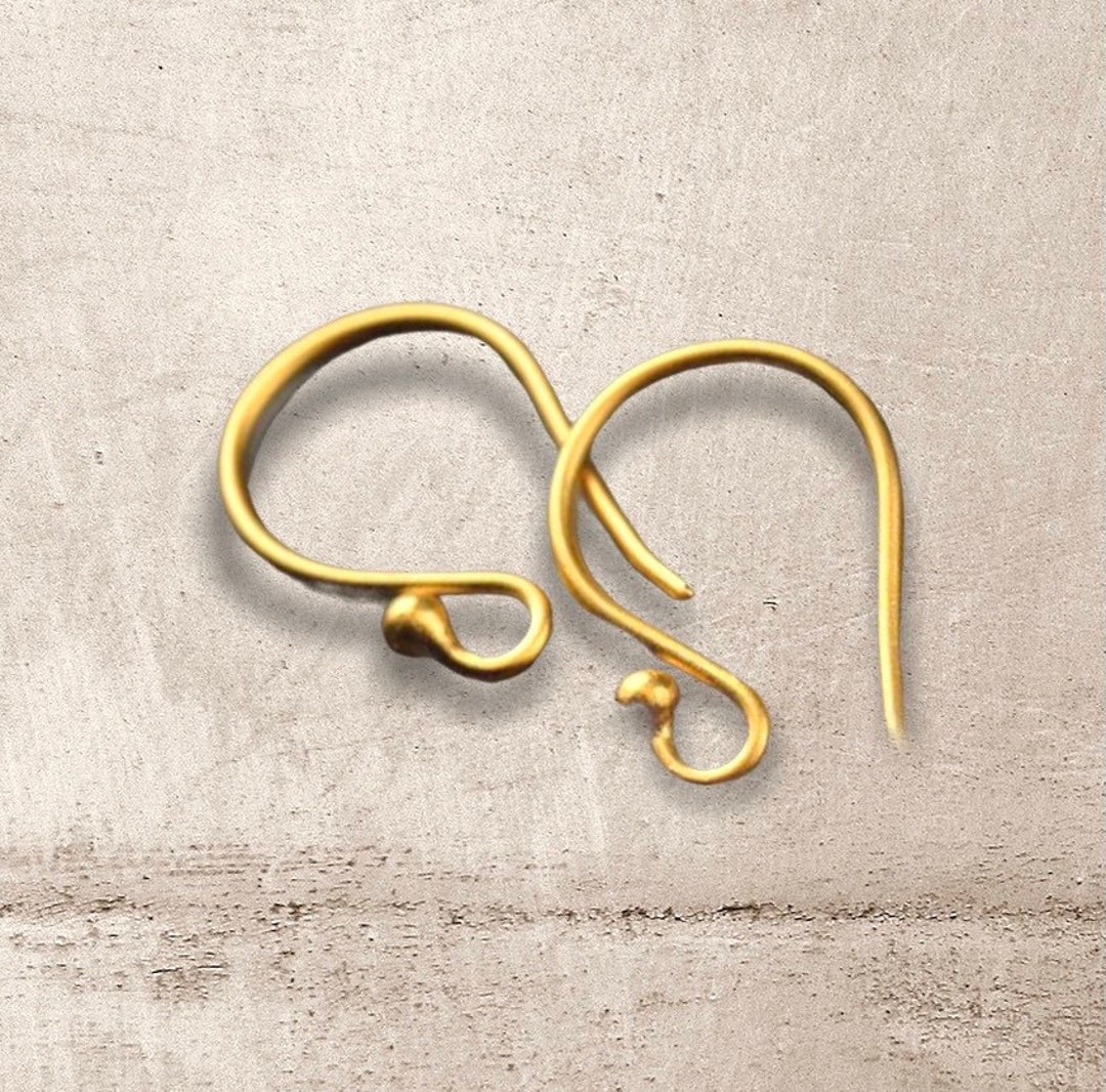 Gold Ear Hook - Simple With Ball in 24K Gold Plate, Earring Findings ...