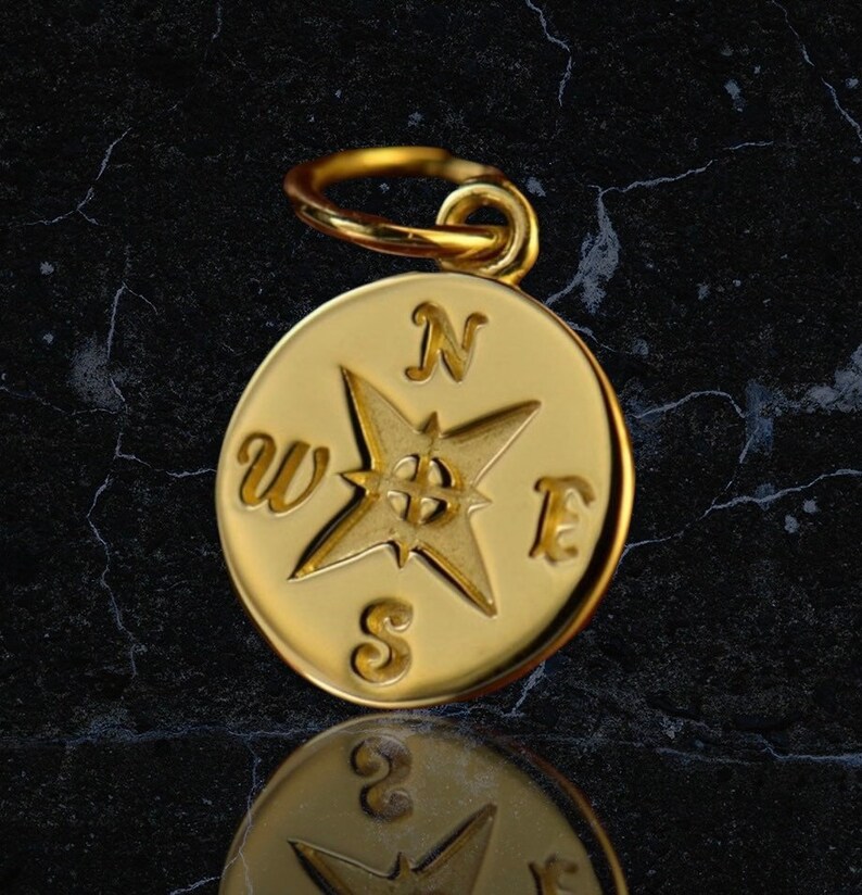 Solid 14K Gold Compass - Etsy