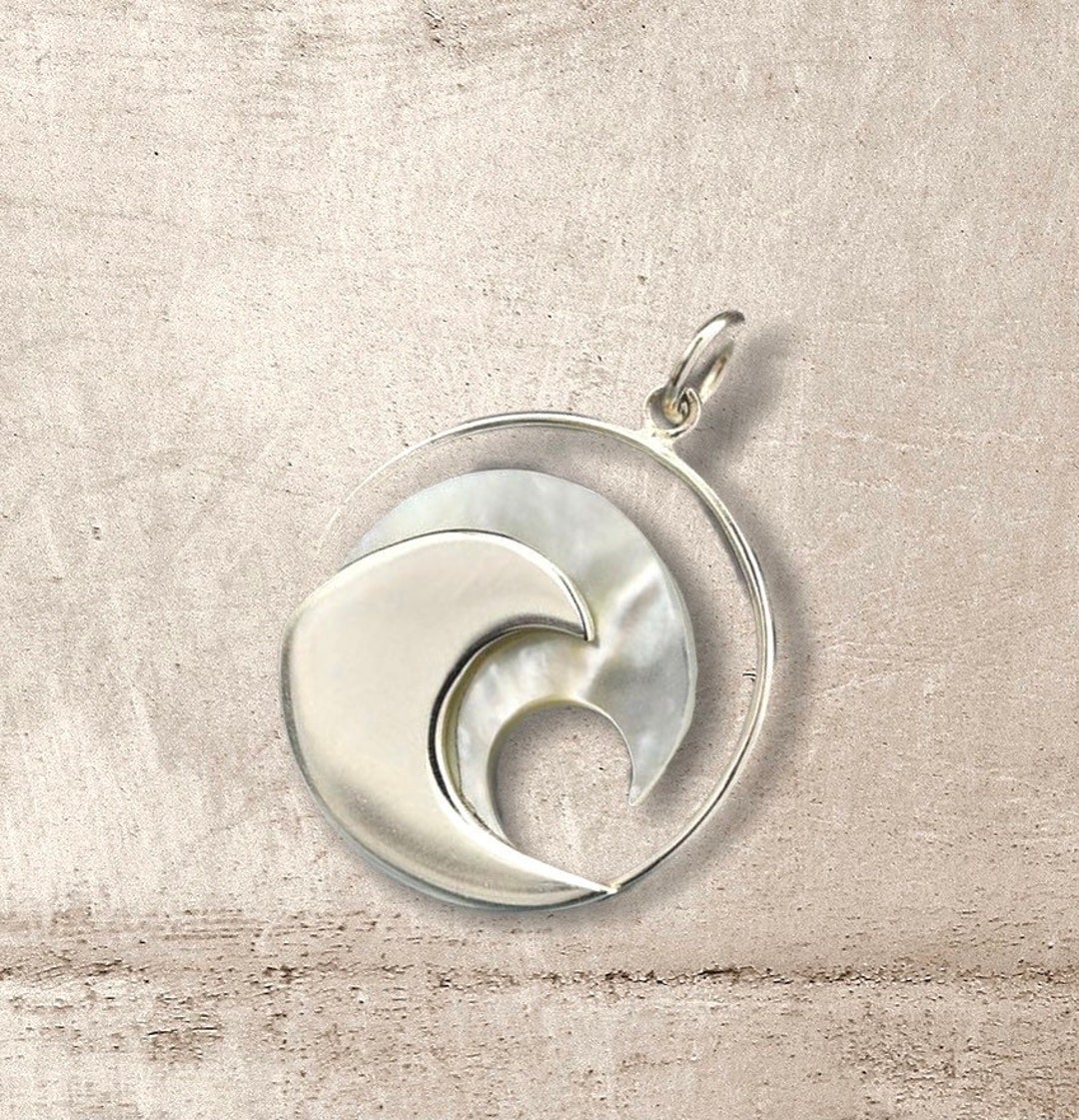 Colgante Sterling Silver Wave con nácar, Ocean Wave, Beach Lover, Sea ...