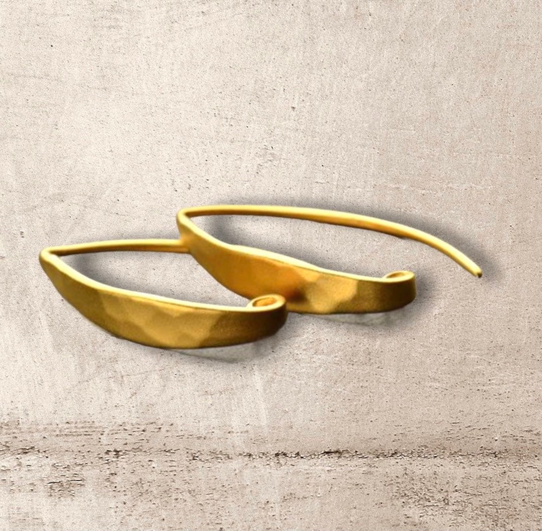 Gold Ear Wire - Hammered With 24K Gold Plate, Golding Findings, Ear ...