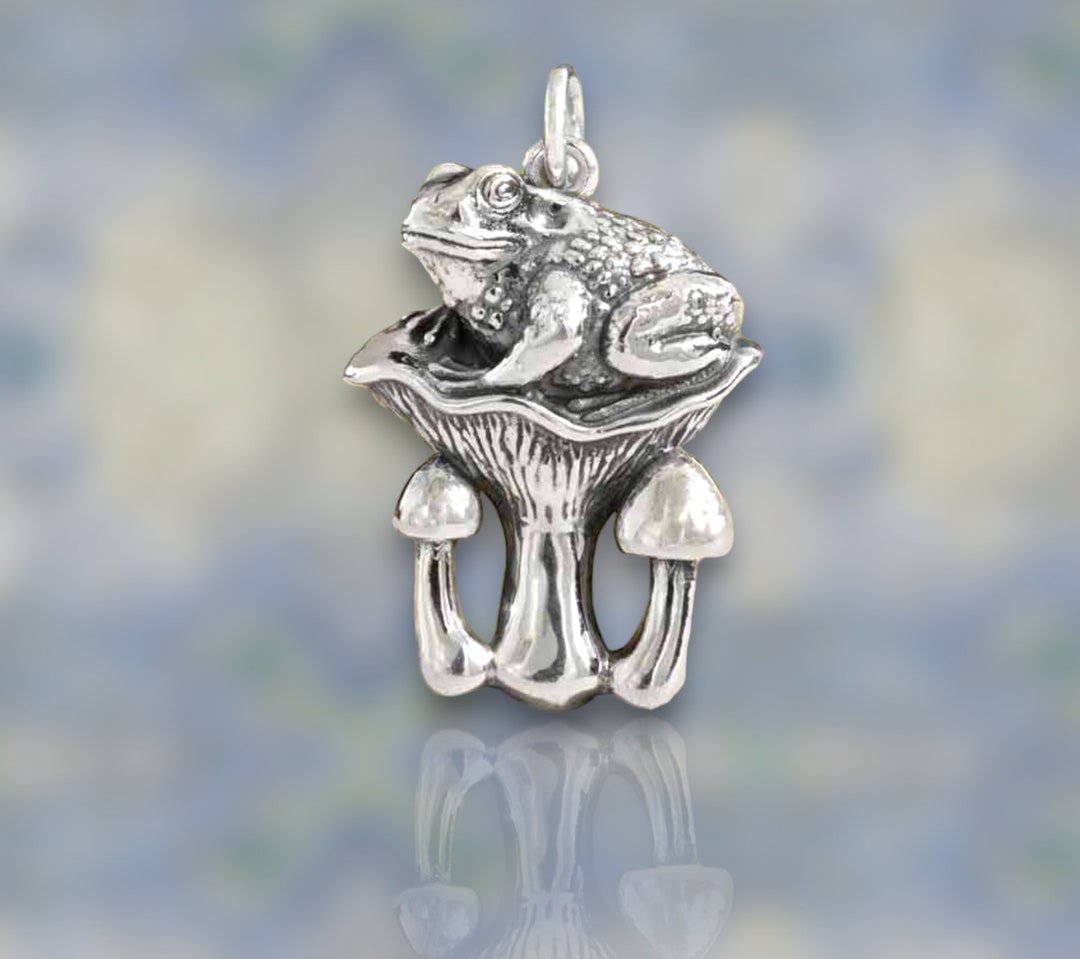 Sterling Silver Toad and Mushroom Pendant 25x16mm - Etsy