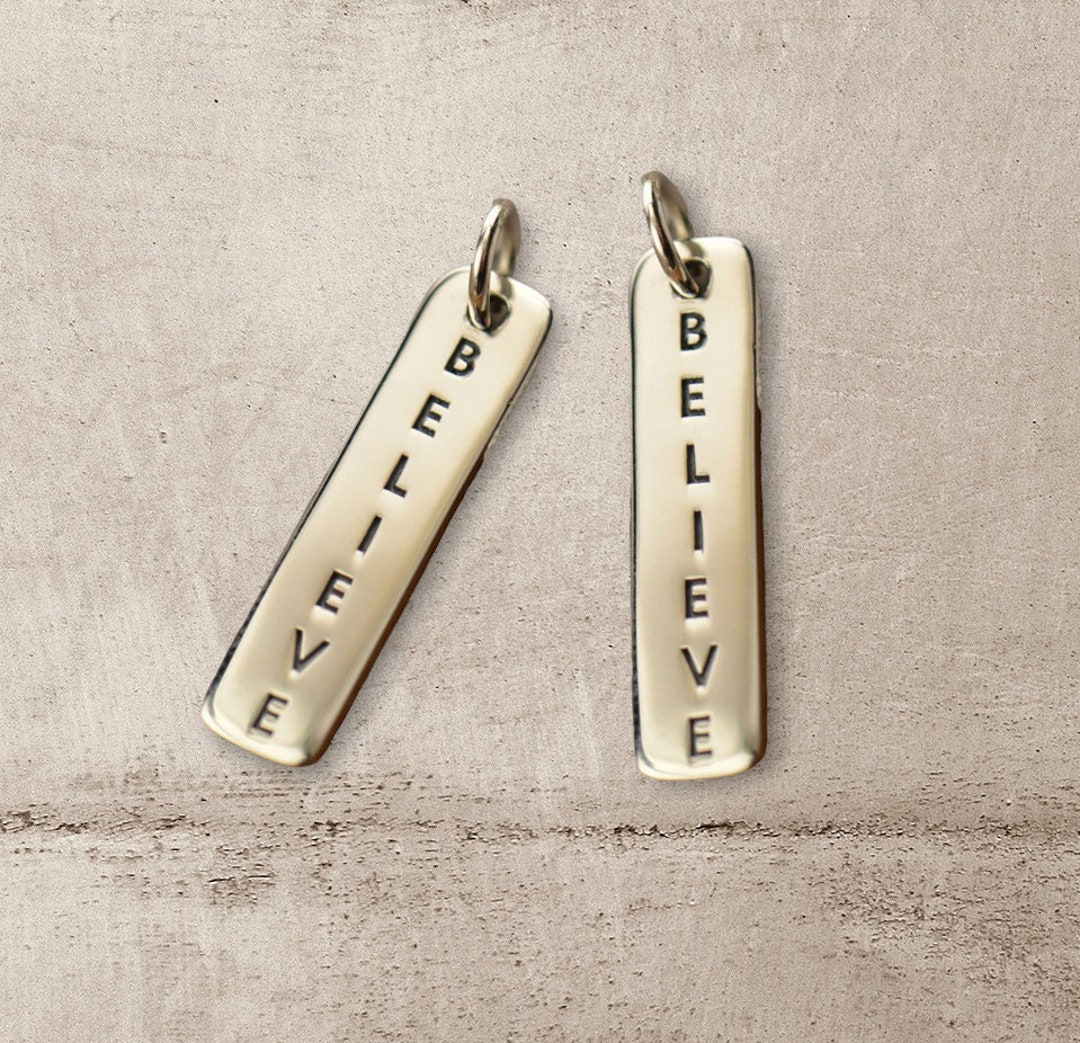 Sterling Silver Vertical Believe Encouragement Word Tag - Etsy