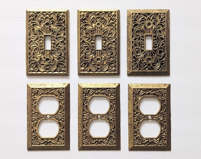 Mid Century Ornate Brass Switch Plates, Floral Lattice Pattern ...
