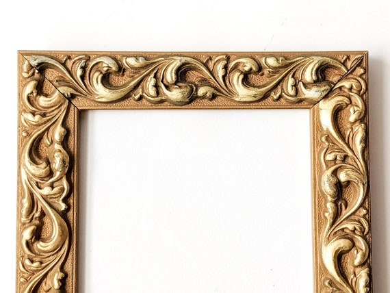 Antique Ornate Gold tone Metal Floral Picture Frame Photo 4x6 Scroll ...