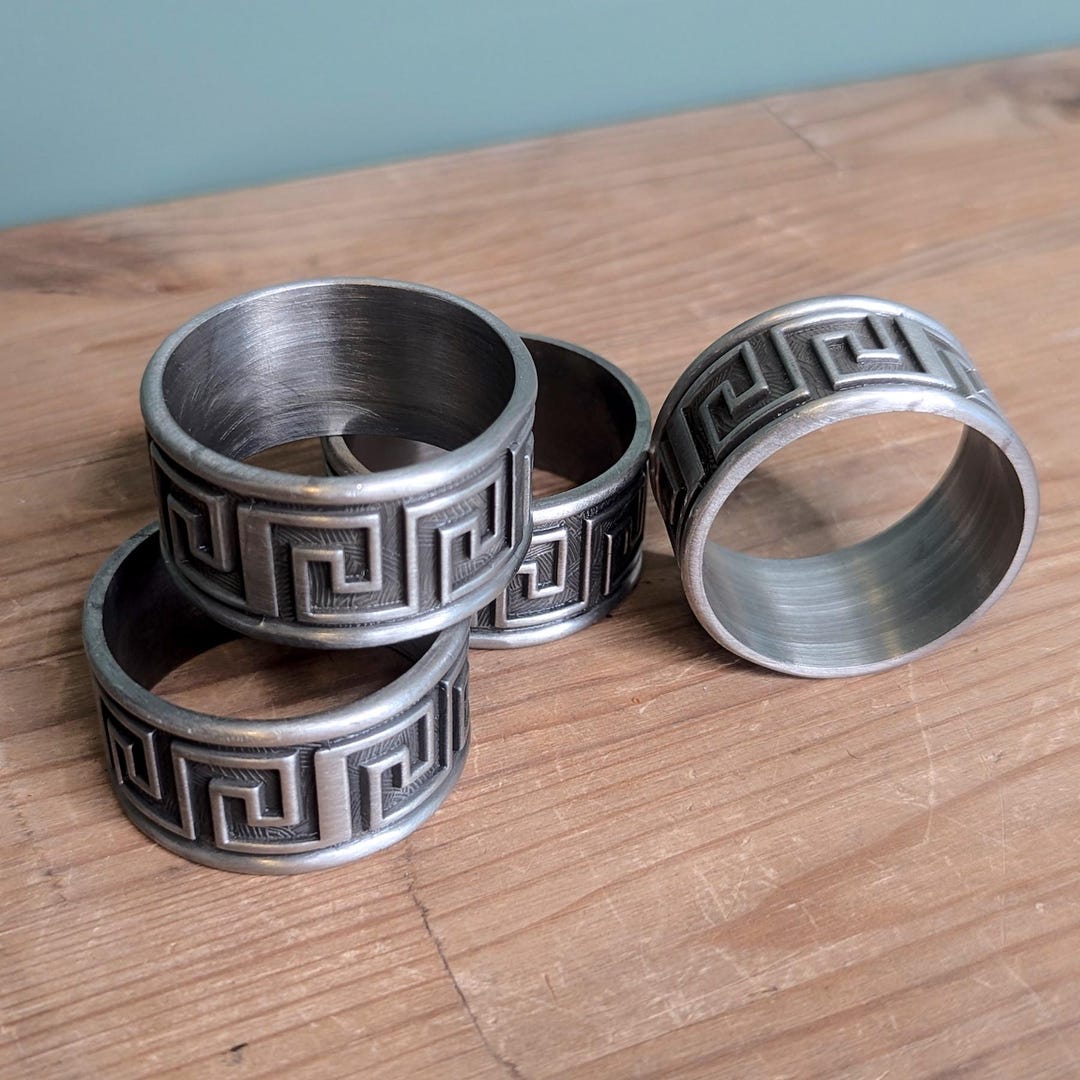 Vintage Ornate Scandinavian Style Pewter Napkin Rings, Set of 4 Celtic ...