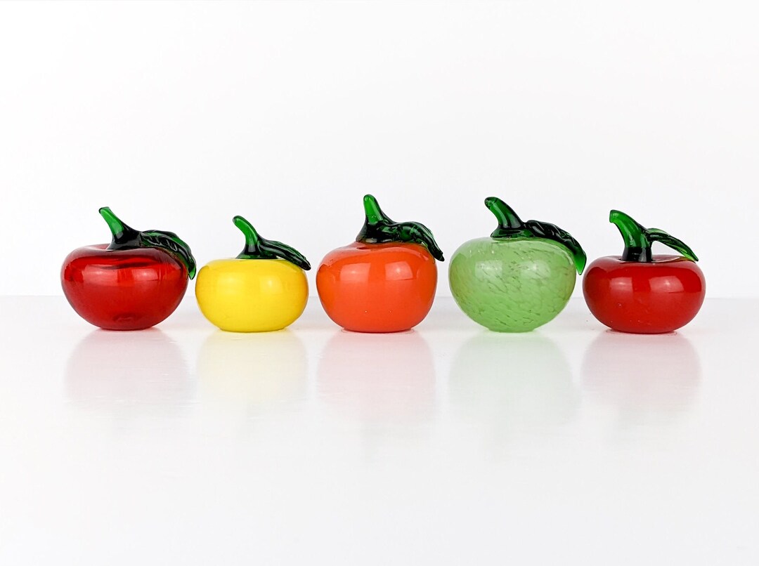 Glass Apple Murano Style Hand Blown Glass Fruit Decor, Coloured Marbled ...
